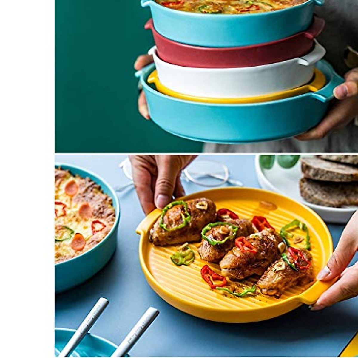 GagalU China Dinnerware Set,Dinner Plate Ceramics Dinnerware Set, Bone China 26 Pieces Plates and Bowls Sets/Pure White Blue Edge Porcelain Dinner Set Suitable for housewarmingurant Microwave Sa