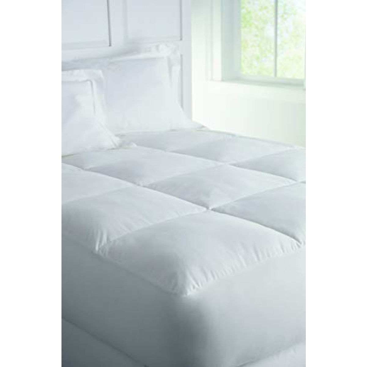 Peacock Alley Down Alternative Mattress Topper Enhancer, White, Queen – Hypoallergenic Mattress Cover with Lofty and Soft Quilted Top