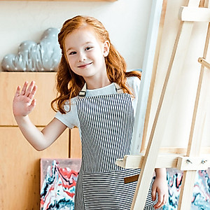 ATROPOS 2pcs Kids Aprons with Pockets, Kids Chef Aprons Boys/Girls Adjustable Kids Kitchen Apron for Cooking, Baking, Painting (2-6 Years)