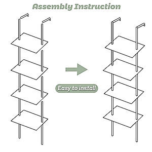 Cutora Acrylic Ladder Bookshelf 9.5" D x 15.6" W x 60" H Clear Bookcase Narrow Display Shelf for Small Space Wall Mounted Storage Rack for Living Room Bedroom Cloakroom Bathroom (4-Tier)