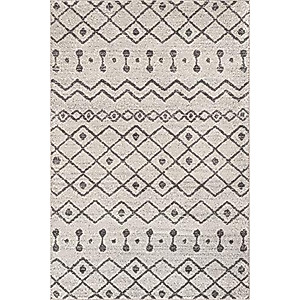 JONATHAN Y MOH208B-8 Aksil Moroccan Beni Souk Indoor Farmhouse Area, 8 ftx10 ft & MOH200A-8 Amir Moroccan Beni Souk Indoor Area-Rug Bohemian Farmhouse Rustic Geometric Easy, 8x10, Cream, Black