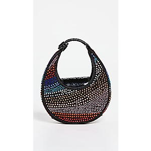 STAUD Women's Micro Moon Crystal Pouchette, Rainbow/Black, One Size