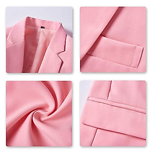 Men's Suit Single-Breasted One Button Center Vent 2 Pieces Slim Fit Formal Suits,Pink,X-Large
