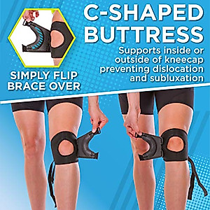 BraceAbility Patellar Tracking Knee Brace - Running, Exercise, Basketball Support Sleeve Stabilizer for Post Kneecap Dislocation, Tendonitis, Ligament, Patellofemoral and Meniscus Injuries (Medium)