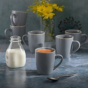 Gibson Home Round Stoneware Rockaway Dinnerware, 6-Piece Mug Set (12.5oz), Matte Grey