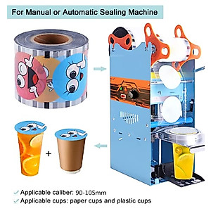 JIAWANSHUN Milk Cup Sealing Film Tea Cup Sealer Film 2500 Cups 90-105mm (3.5"- 4")