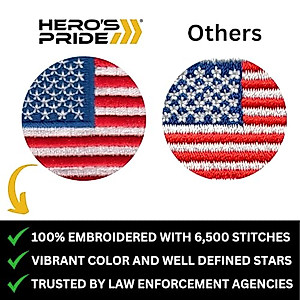 6 Pack Hero's Pride Tactical American Flag Patches - 3-3/8" x 2" Embroidered USA Uniform Emblem Patch - Sew On Designed for Military and Tactical Clothing - Reverse USA Flag (6 Pieces)