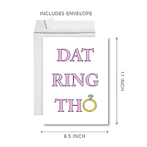 Andaz Press Funny Wedding Jumbo Card, Dat Ring Tho 8.5 x 11 inch Blank Congratulations Greeting Card with Envelope, Humour, Rude Card for Newlyweds, Bride and Groom, Engagement Party Card, 1-Pack