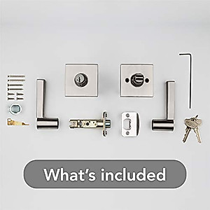 Baldwin Spyglass , Entry Door Handle Reversible Lever with Keyed Lock Featuring SmartKey Re-key Technology and Microban Protection, in Satin Nickel