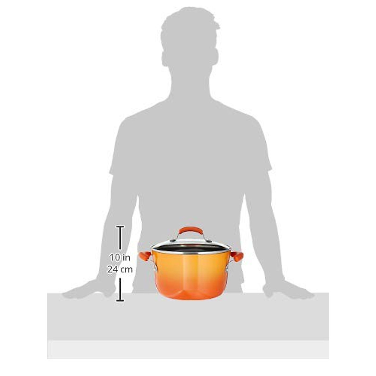 Rachael Ray Brights Nonstick Stock Pot/Stockpot with Lid - 6 Quart, Orange