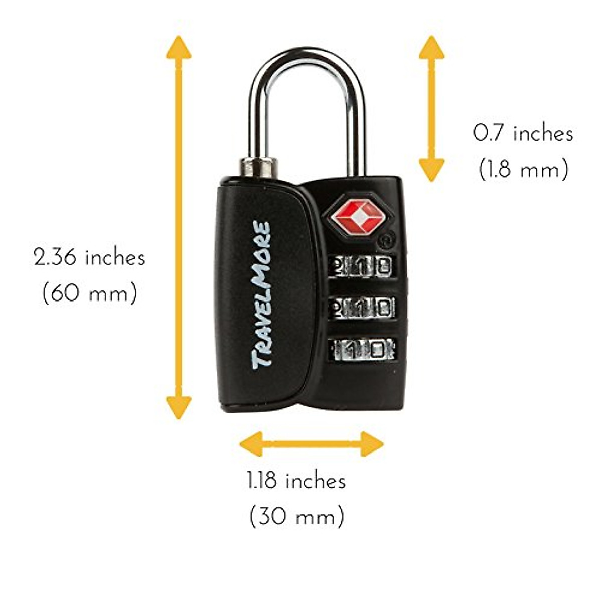 Open Alert Indicator TSA Approved 3 Digit Luggage Locks to Lock Travel Suitcase (4 Pack, Black)