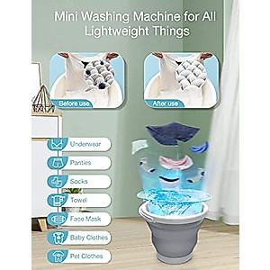 Portable Washing Machine, Mini Washing Machine Ultrasonic Turbine Wash, Mini Portable Washer for Underwear, Sock, Baby Clothes, Travel, Camping, Dorm, RV, Home Foldable Small Portable Laundry Machine