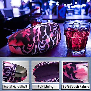 Large Hard Sunglasses Case | Glasses case holder with Drawstring pouch and cleaning Cloth | Eyeglass Case Hard Shell for Large Sunglasses Frames (AS413 Purple Damask)