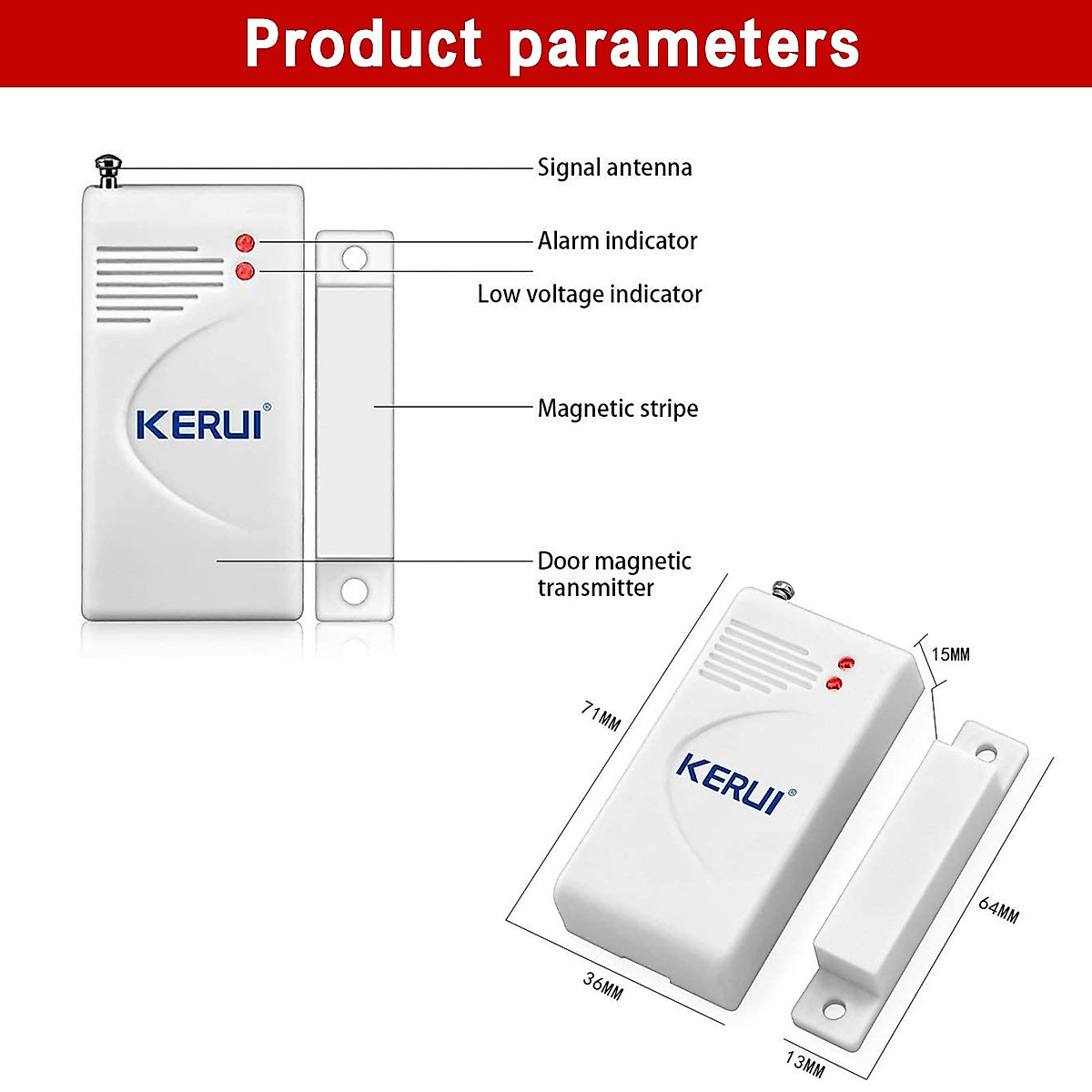 KERUI 433MHz Wireless Door/Window Magnetic Sensor for GSM Home Security Alarm Systems