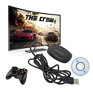 Wireless USB Gaming Receiver Adapter for Microsoft Xbox 360 Controllers, Desktop PC Laptop Gaming Adapter for Windows PC