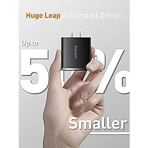 USB C Wall Charger, Baseus 30W 3-Port Charger Block, Fast Compact PD Charger for iPad Pro/Air/Mini, iPhone 13/13 Pro Max/12/SE/11/XR/XS, Samsung, AirPods, MagSafe, Apple Watch, Pixel, LG, Black