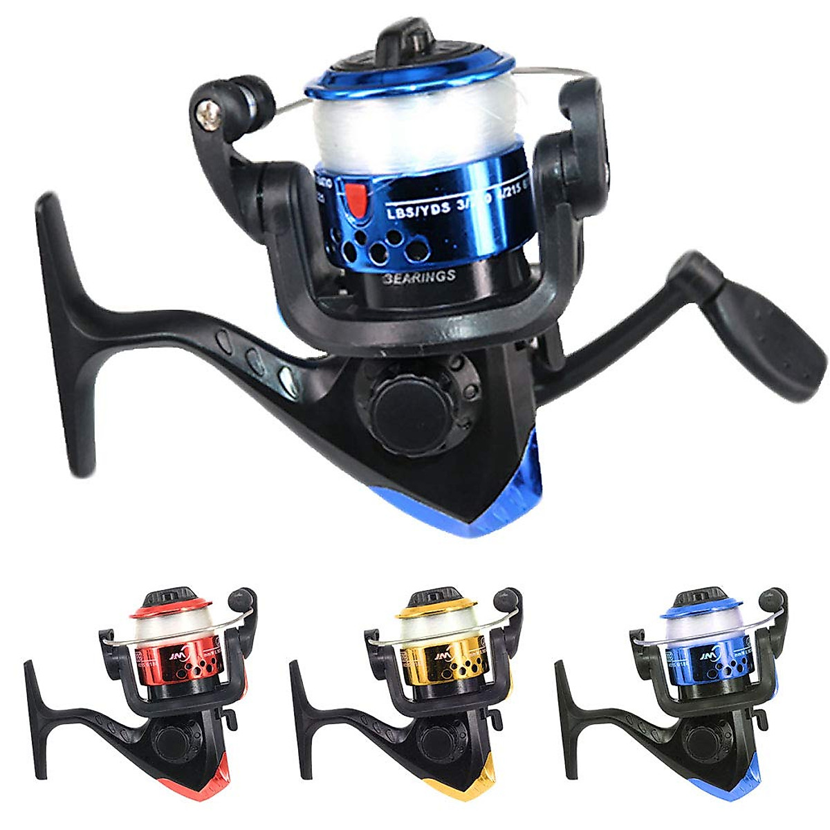 FAgdsyigao 3 Bearing Balls Fishing Reel,Mini High Speed Spinning Fishing Reel with 60m Transparent Line Blue