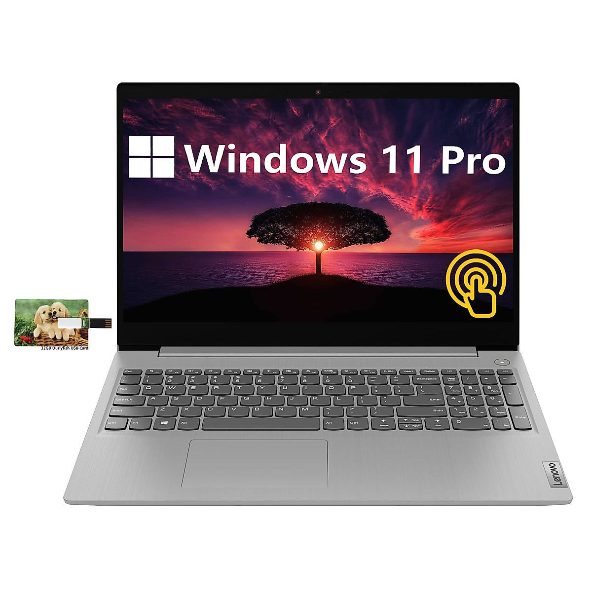 New Lenovo IdeaPad 3 Business Laptop, 15.6" HD Touchscreen Display, Intel Core i3-1115G4, Windows 11 Pro, 20GB RAM, 512GB SSD, 32GB Durlyfish USB Card