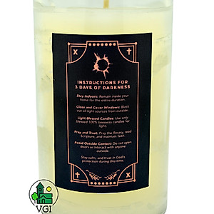 3 Days of Darkness Vigil Candle with preparation instructions | 72-hour candle | Pure 100% Beeswax candle | Votive Candle in Glass for Safety | Catholic Spirituality Candle | Made in the USA