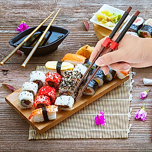 6 Pieces Reusable Chopstick Helper Training Chopsticks Replaceable Practice Chopsticks Hinges Connector Non Slippery Training Chinese Chopstick for Adults, Kids, Beginner, Trainers or Learner