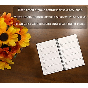 Iconikal Spiral-Bound Address and Telephone Book with Plastic Cover, Black