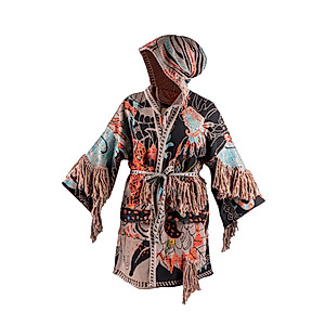 Chekanka San|Mixi Multicolor Poncho Coat for Men|Boho Chic Style|Miyuki beads|Long Coat|Inspired in the Mayan Jungle - S