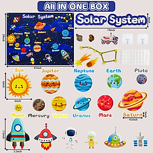 UTKTOUKO 40Pcs Solar System Planets Toys Felt Flannel Board Story Set for Kids 3.5 Ft Preschool Early Learning Interactive Storytelling Play Kit Reusable Wall Hanging Space Toys Gift for Toddlers