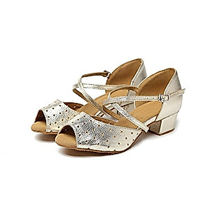 USinishion GL210A WoUSen's Cutout Gold Leather Latin Professional Dance Shoes Wedding Evening Sandals 10 US