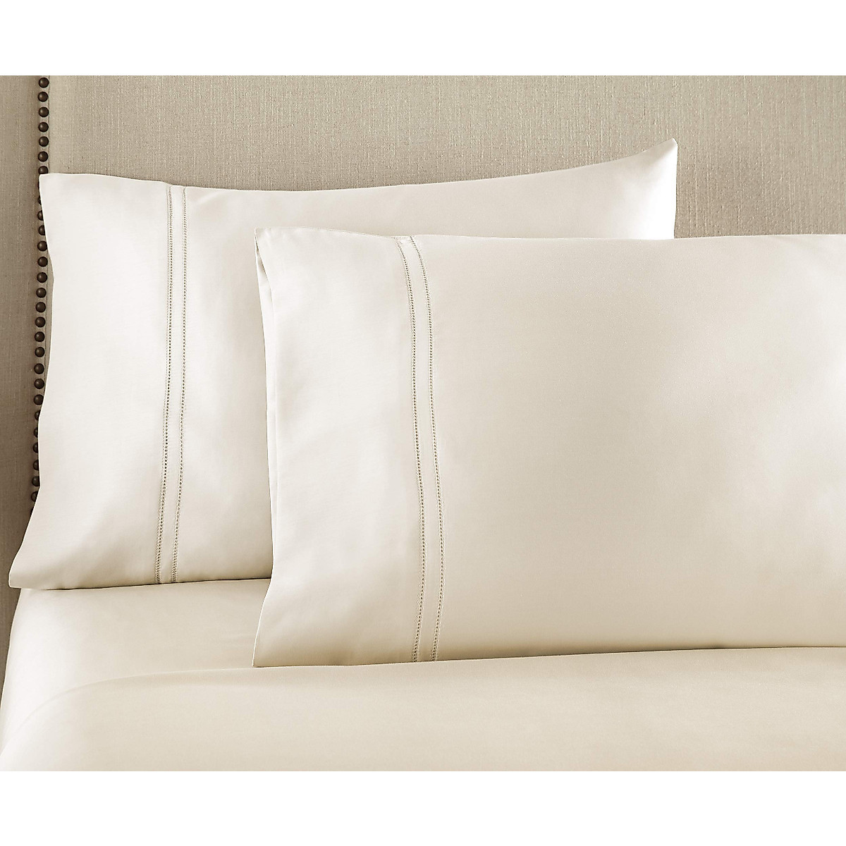 Pure Parima Luxury 100% CEA Certified Egyptian Cotton Sheet Bed Set, Extra-Long Staple, Cool, Breathable, Ultra Comfort, Double Hem-Stitched, Flat, Fitted, and 2 Pillow Cases (Ivory, King)