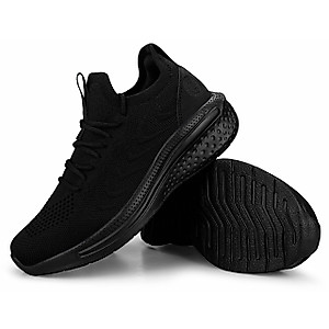 Pujcs Womens Sneakers Slip On Walking Shoes Breathable Running Shoes Lightweight Mesh Gym Shoes Non Slip Workout Shoes All Black Size 9