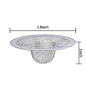 KRISMYA 2pcs Stainless Steel Mesh Metal Sink Strainer Bathtub Drain Hole Hair Catcher Drain Hole Filter Trap（2.75 Inch）