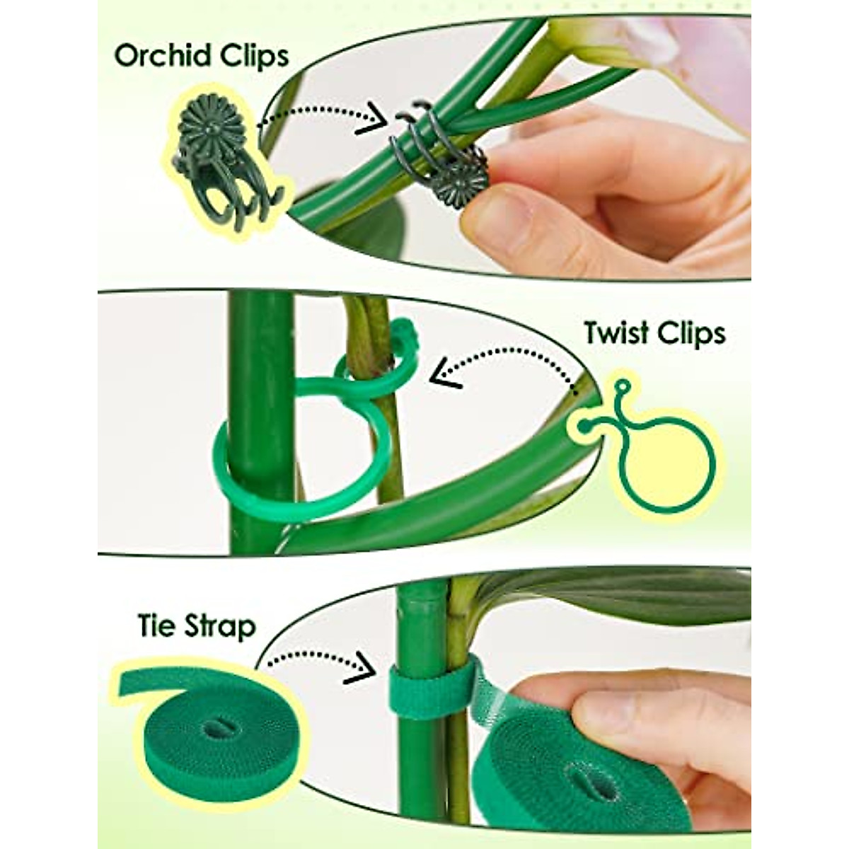 NiHome Comprehensive Plant Support Stake Set of 6 - Durable, UV Resistant 39.5" Stakes with Extension Poles, Orchid Clips & Plant Ties for Climbing Indoor & Outdoor Plants, Monstera, Pothos & More