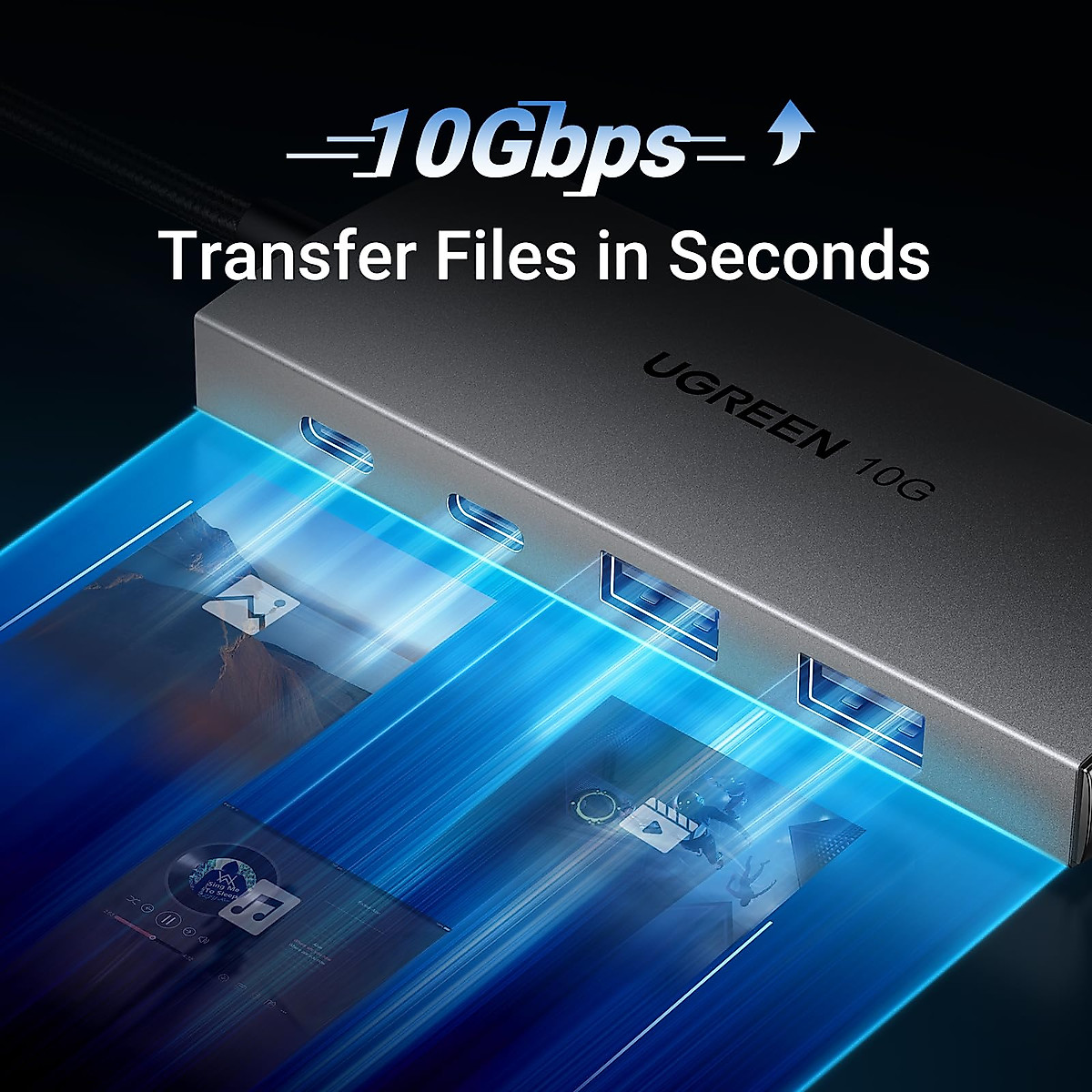 UGREEN USB C Hub 10Gbps, 4 Ports USB 3.2 HUB with 2 USB-C 3.2 and 2 USB-A 3.2, USB Port Extender for MacBook Pro, MacBook Air, Acer Aspire, HP Laptops, iPad Pro, iPhone 15/15 Pro Max and More