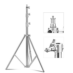 SUPON Stainless Steel Light Stand 110" /2.8m, Spring Cushioned Heavy Duty Tripod Stand with 1/4-inch to 3/8-inch Universal Adapter for Studio Monolight Softbox Reflector Photography Portrait Video