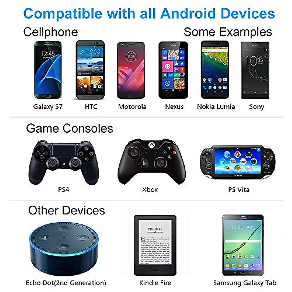 CLZWiiN Short Micro USB Cable (6 Pack 8inch White), Android Phone Charger Cord, High Speed Charging and Sync Data Cables for Charging Station, Compatible with Samsung, HTC, Motorola, Kindle, Tablet