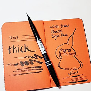 Pentel Arts Sign Pen Micro Brush, Assorted Ink, (A/B/C/D/E/G) 6-pk (SESF30BP6M) ,Black