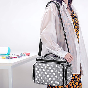LUXJA Carrying Bag Compatible with Cricut Joy, Carrying Case Compatible with Cricut Joy and Tool Set, Tote Compatible with Cricut Joy (with Supplies Storage Sections, Patent Pending), Polka Dots