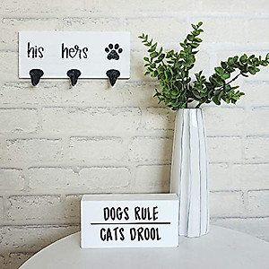 Hanna Roberts Decorative Key Holder & Dog Leash Hook Wall Mount for Entry Way, Kitchen, & Mudroom, His Hers & Paw Print Triple Hook, 10" x 2" x 5"