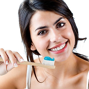 Jet Goose Bamboo Toothbrush Set | 4 Natural Eco- Friendly Biodegradable Bamboo Toothbrushes | BPA Free | Soft White Nylon Bristles