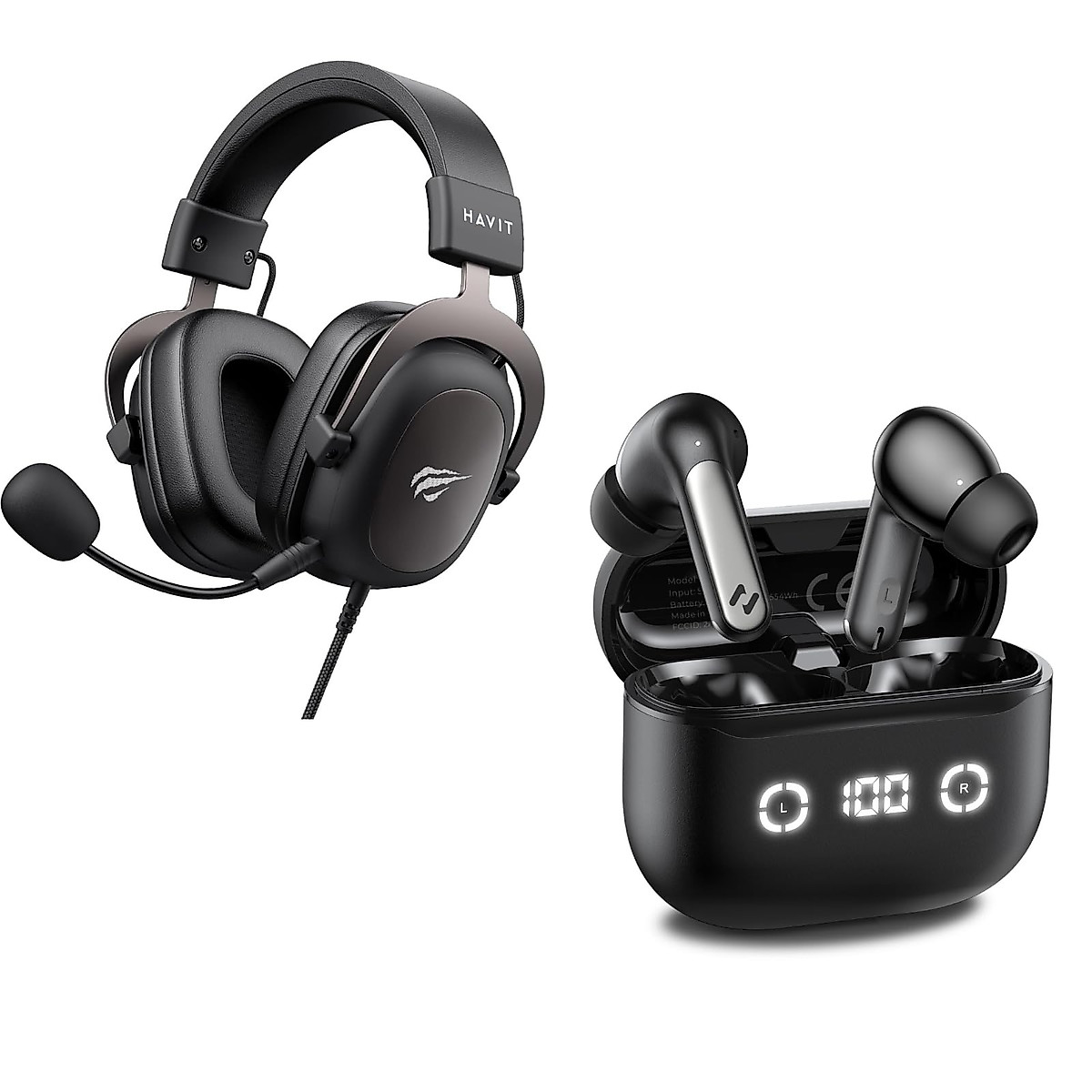 Gaming Headsets Bundle with Noise Cancelling Earbuds