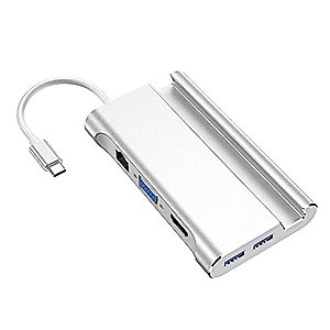 Leya-US Spare Part HW-TC20 7 in 1 Type-C/USB-C Multifunctional Extension HUB Adapter with Holder
