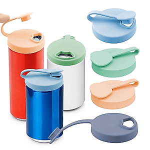 COKSDUPID 4 Pack Silicone Can Lids - Leakproof Soda Can Covers with Flip Top - Reusable Pop Can Lids to Keep Carbonation - Funny lip Seal Designs - Silicone Can Tops for Standard Size Cans Lids