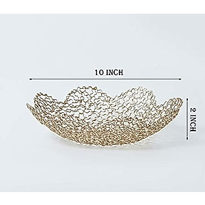 Decorative Bowls for Home Decor and Centerpieces - Gold Vegetable Fruit Bowl for Kitchen Counter, Table Centerpieces for Dining Room and Living Room Decor, Fruit Basket for Kitchen (Small)