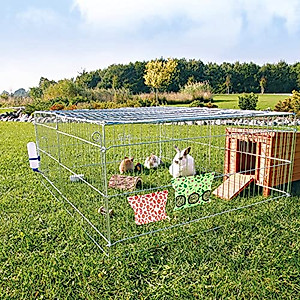 2 Pieces Rabbit Hay Feeder Bag, Guinea Pig Hay Feeder Storage Bunny Hay Bag Hanging Feeder Bag for Rabbits with 3 Holes Large Capacity for Small Animal (Strawberry+Avocado)