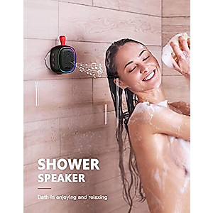 Updated Shower Speaker, IPX7 Waterproof Portable Bluetooth Speakers with Stereo Pairing, Wireless for Bike Kayak Pool Beach Outdoor