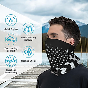 HSELOGI 4Pcs Men&Women Thin Silver Line Corrections Flag Magic Headwear Neck Gaiter Tube Scarf Headbands Bandana Balaclava for Outdoor Running Cycling Skating Work Out