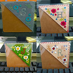 Personalized Handmade Embroidered Corner Letter Bookmark Flower Embroidery Triangle Bookmarks Gift for Book Lovers