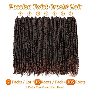 Karida Passion Twist Hair 24 inch, 7 Packs Passion Twist Crochet Hair Pre Looped, Pre Twisted Passion Twist Curly Crochet Hair For Black Women (24 Inch (Pack of 7), T30#)