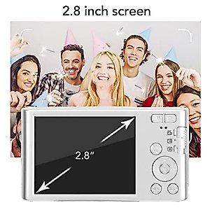 Digital Camera, Compact Camera 16X Digital Zoom Rechargeable Lithium Ion Battery for Beginners (Silver)