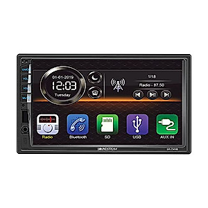 Soundstream SR-7MHB | 7 Inch Double Din Car Stereo, 2 Din Multimedia Receiver HD Touchscreen Bluetooth, 7" Mechless Car Audio Radio Dual USB AUX